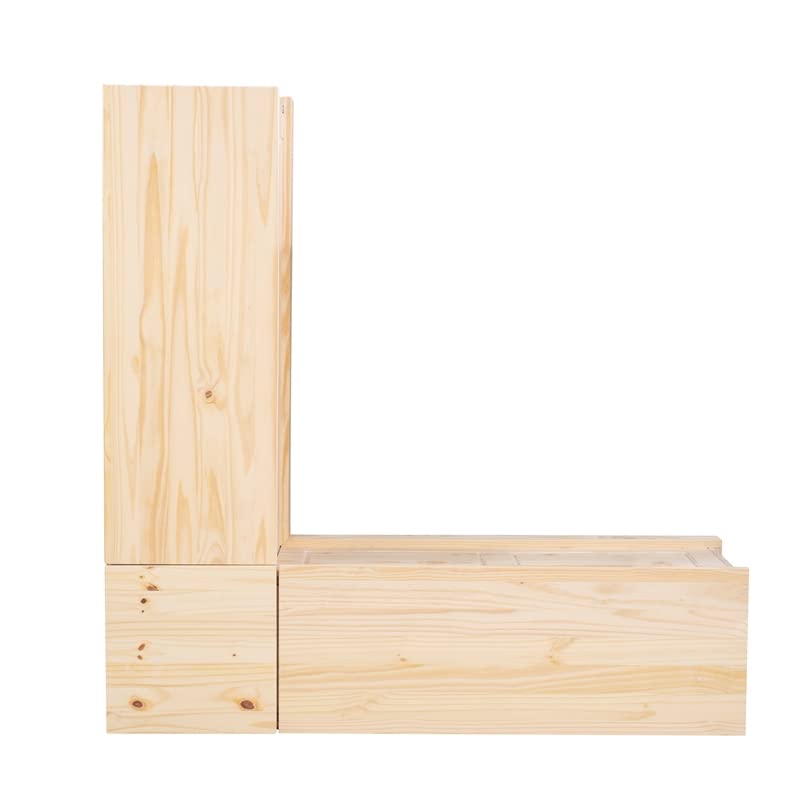 Linon Troyin Wood Backless Corner Nook in Unfinished Pine