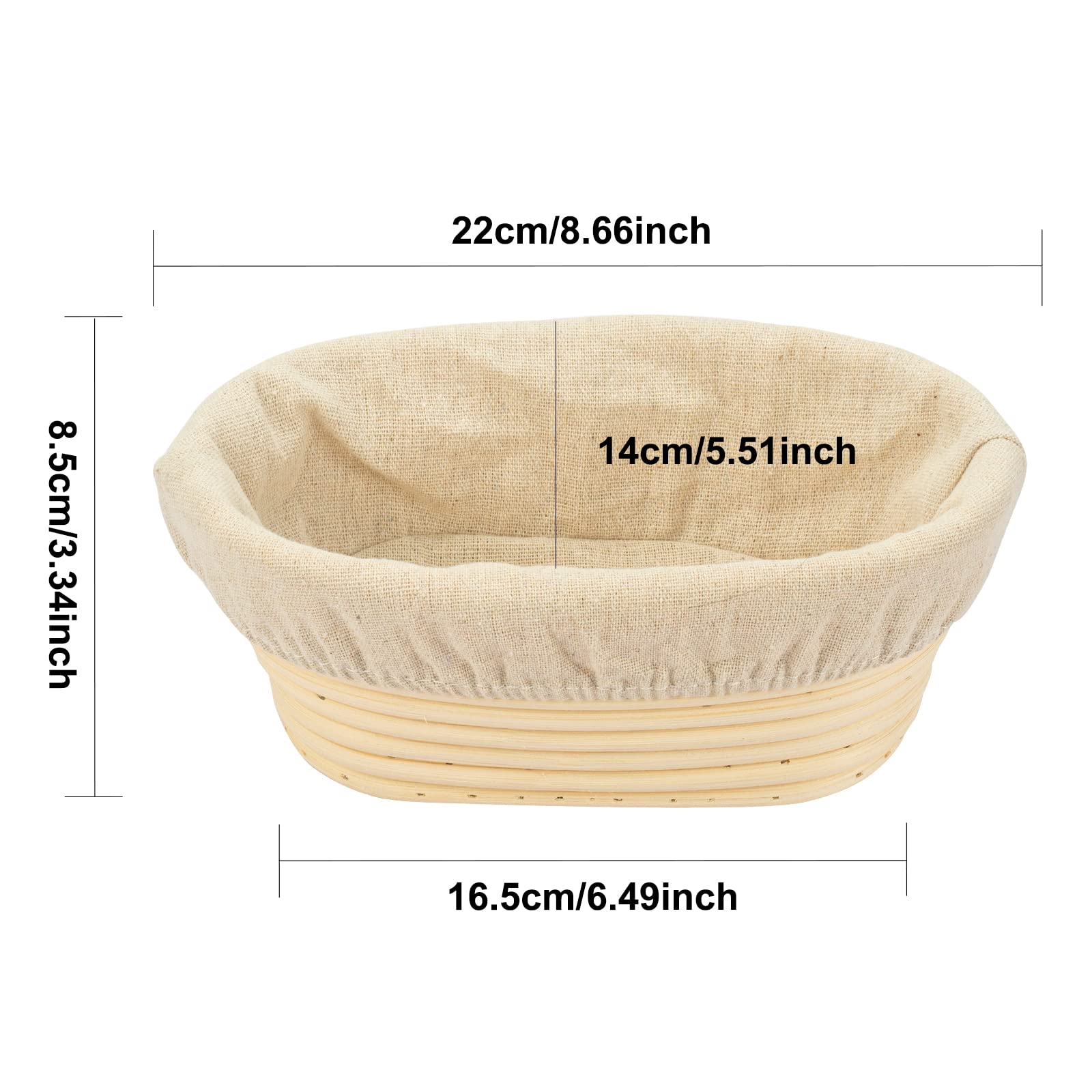 Stormshopping 8 inch Oval Long Banneton Brotform Bread Dough Proofing Rising Rattan Basket & Liner