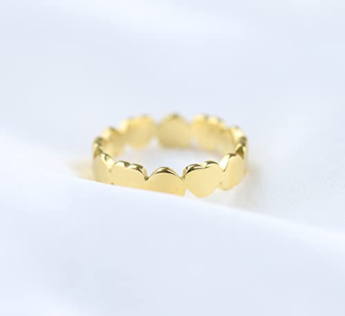 MYNENEY 2mm Stainless Steel Knuckle Rope Beaded Style Classical Simple Plain Stackable Wedding Band Ring (3pcs-Gold, 10)