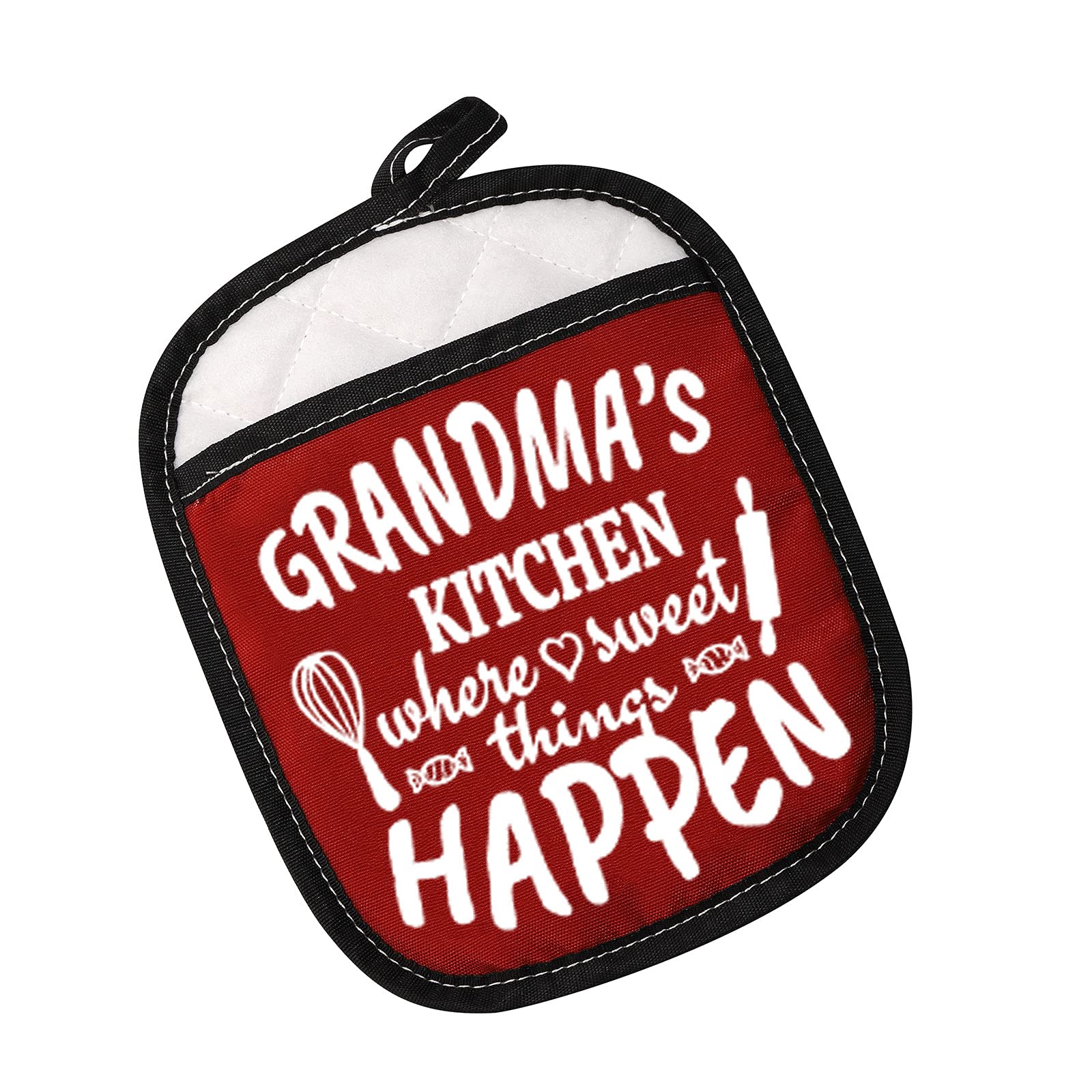 PWHAOO Grandmaās Kitchen Where Sweet Things Happen Pot Holder Grandma Pot Holder Gift for Grandma (Grandmaās Kitchen Red) (Grandmas Kitchen 1)