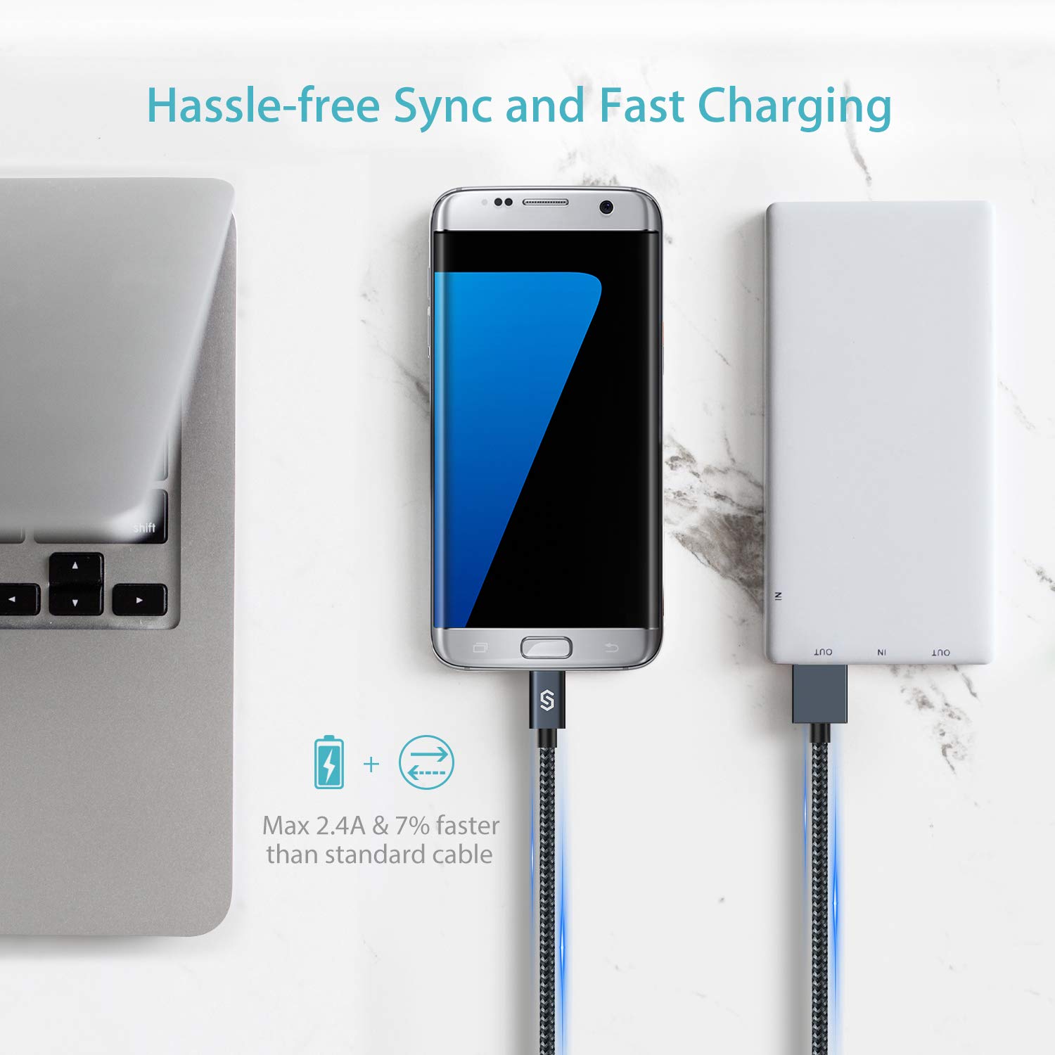 Micro USB Cable Android Charger - Syncwire [2-Pack 3.3 ft] Super-Durable Nylon-Braided Fast Sync & Charging Cord for Samsung, HTC, Nexus, LG, Xbox One, PS4, Smartphones & More - Space Gray