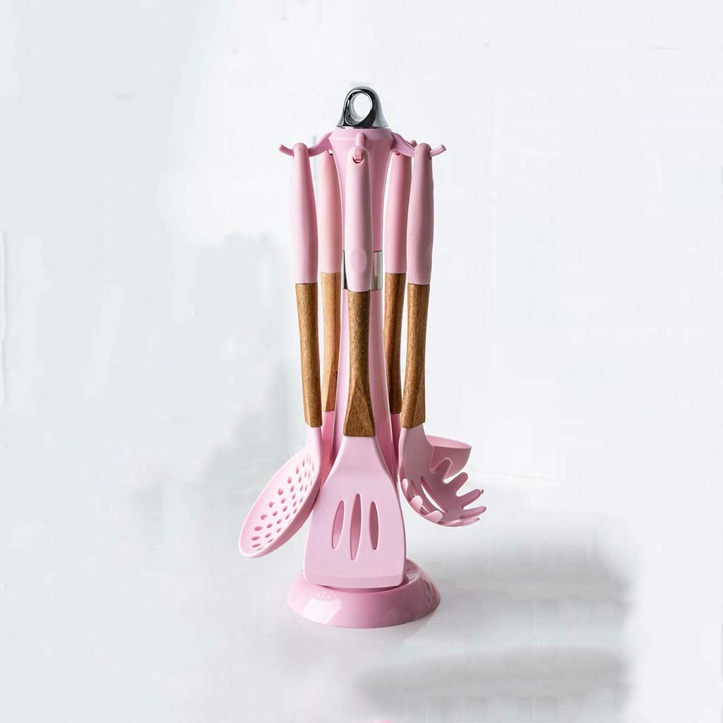 LMMDP 1/6 PCS Cooking Tools Set Premium Silicone Kitchen Cooking Utensils Set with Storage Box Tongs Spatula Soup Spoon