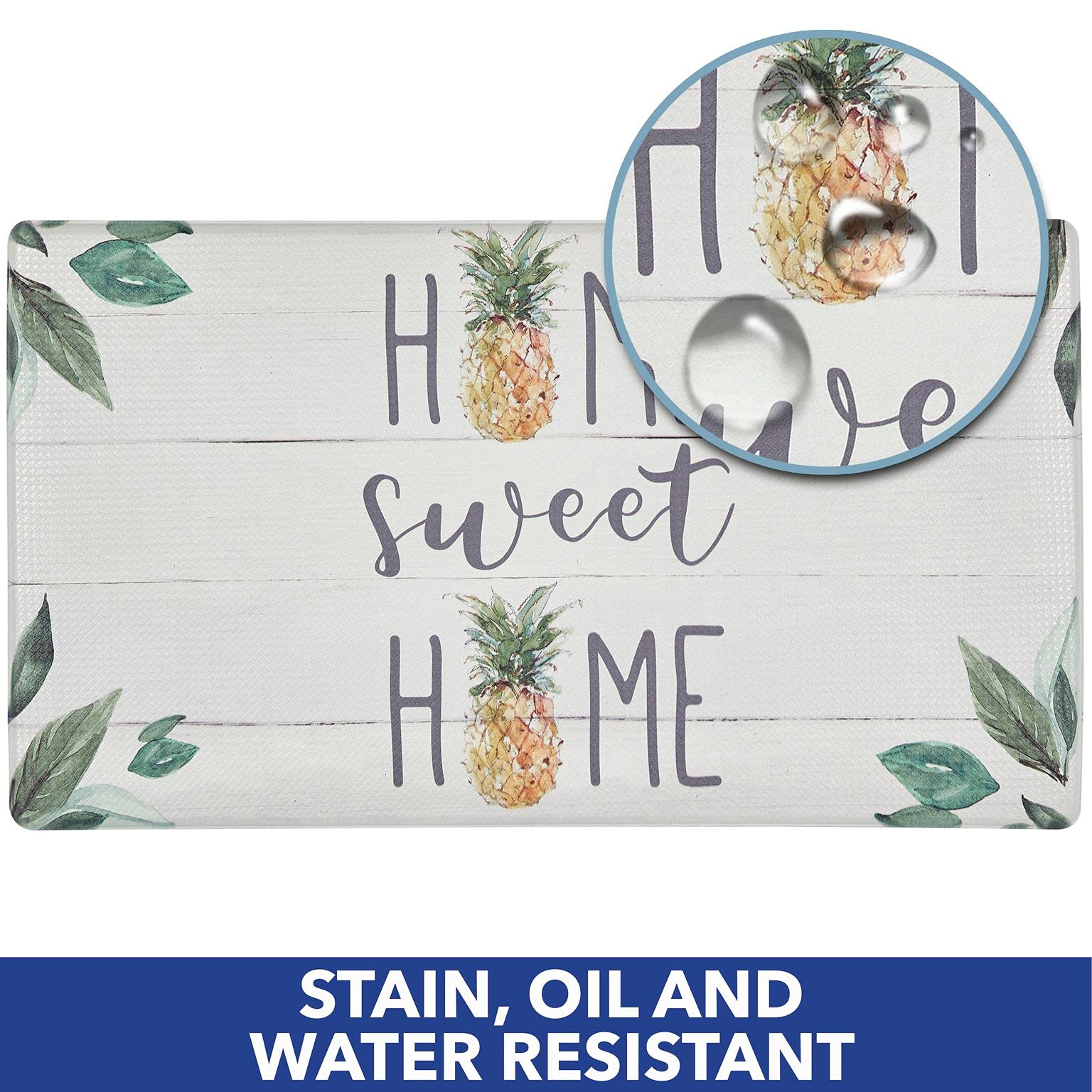 SoHome Cozy Living Anti-Fatigue Kitchen Mat, Pineapple Themed Kitchen Runner Rug for Floor, Non Slip, Stain Resistant, Easy Clean, 1/2 Inch Thick Comfort Chef Mat, 18" x 30", Home Sweet Home