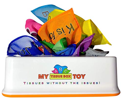 My Tissue Box Toy, Alphabet Set, 26 Chiffon Tissues, Upper and Lower Case Letters, 13 Colors, Machine Washable - Infant to Preschooler