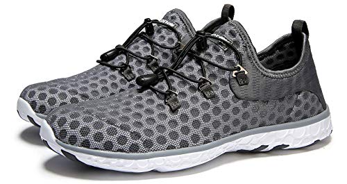 MOERDENG Men's Quick Drying Water Shoes Lightweight Aqua Shoes for Sports Outdoor Beach Pool Exercise Dark Grey 11
