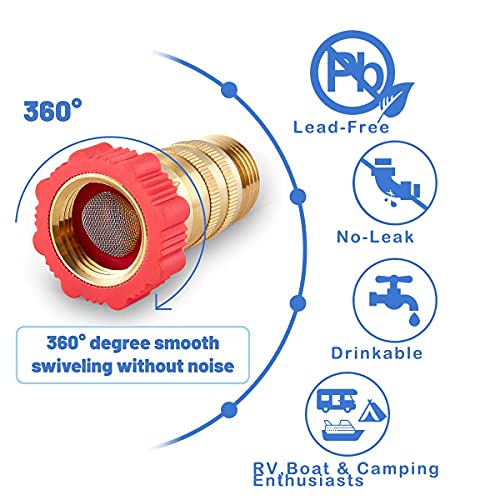 LitOrange Lead-Free Brass Inline Water Pressure Regulator 3/4" Connector - Protect RV Plumbing and Hoses from High-Pressure