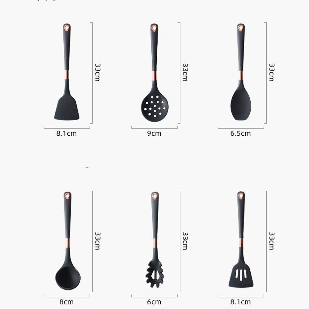 LMMDP 7 in 1 Handle Cookware Silica Gel Utensils Kitchenware Non Stick Pan Shovel Spoon Spatula Kitchen Cooking Tool Set