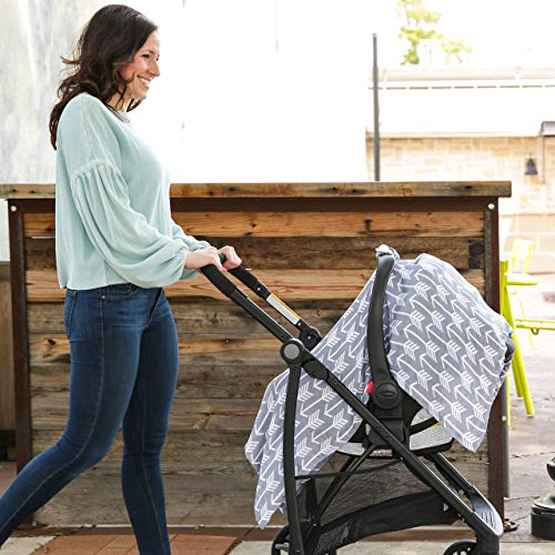 Muslin Carseat Canopy - Grey Arrow and Minky Blanket - Deer Bundle