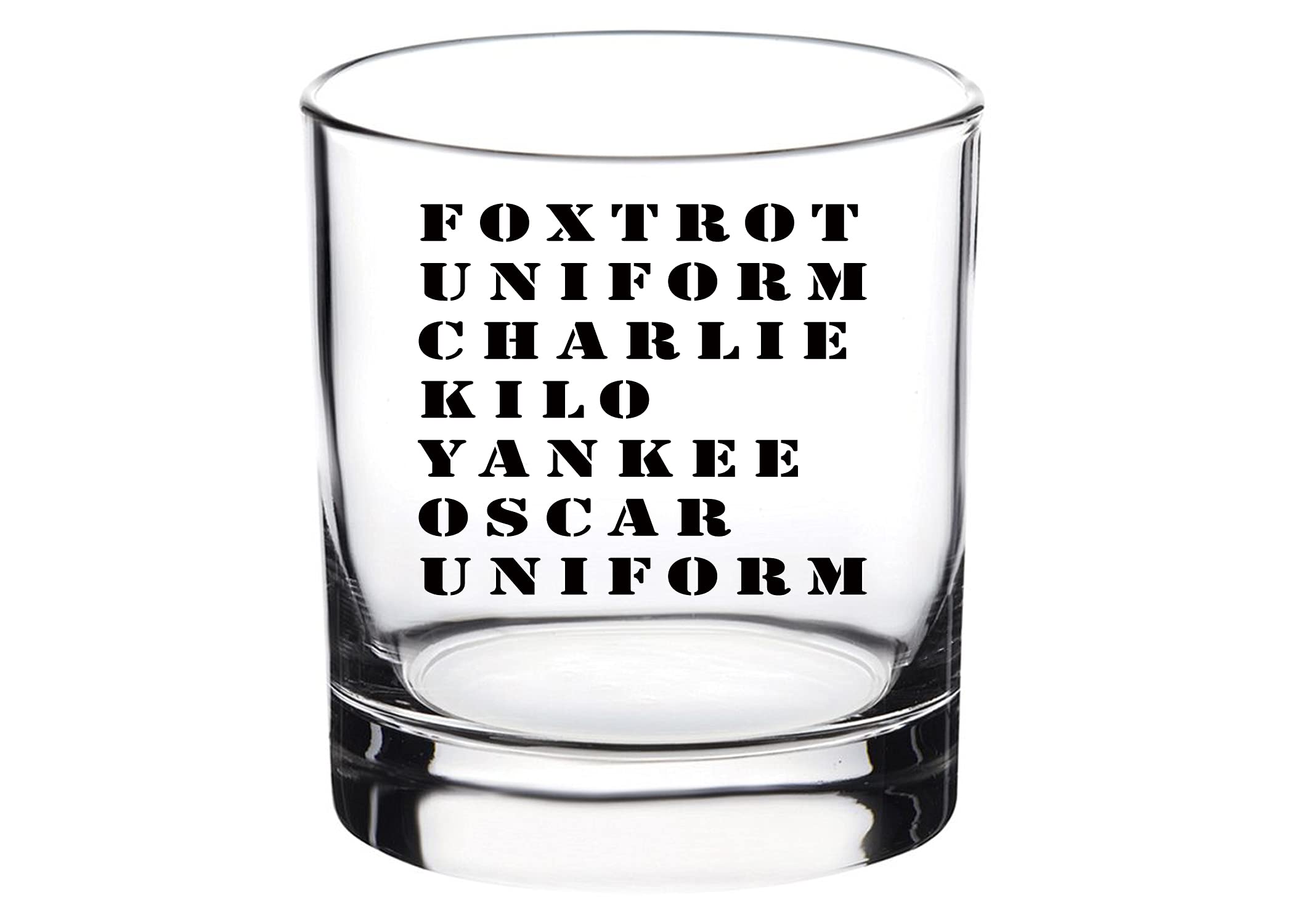 Rogue River Tactical Funny Foxtrot You Acronym Old Fashioned Whiskey Glass Gag Gift For Military Veteran Active Duty