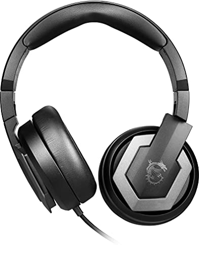 MSI Immerse GH61 Gaming Headset, Hi-Res Virtual 7.1 Surround Sound, Built-in ESS DAC & AMP, 3D Audio, Swappable Ear Cushions, 3.5mm Jack/USB, Carrying Case Included, PC/Mac/PS4/Xbox