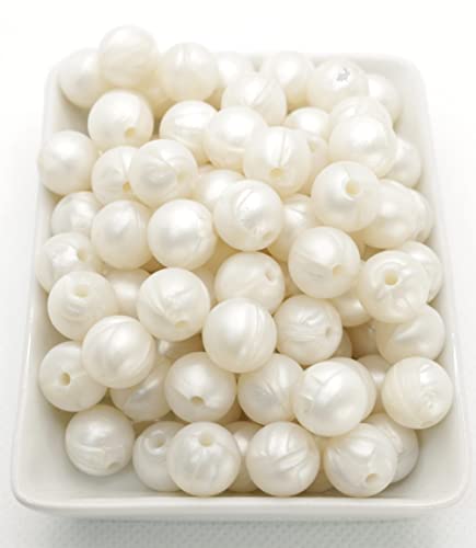 Pearl Silicone Beads for Keychain Making, Necklace, Bracelet Making Kit (15mm) - Jewelry Making Kit - Silicone Beads