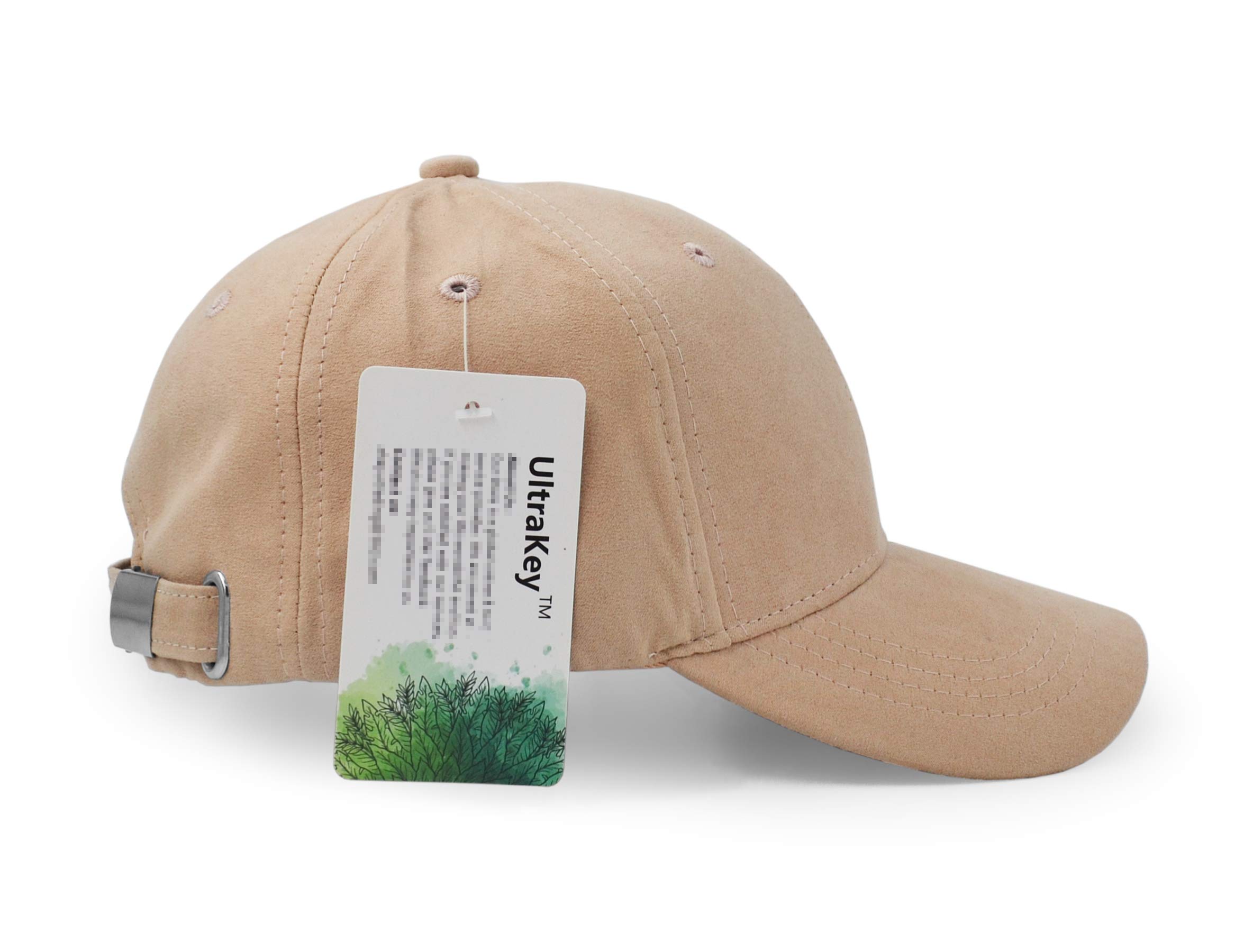UltraKey Suede Baseball Cap, Unisex Faux Suede Leather Classic Adjustable Plain Hat Baseball Cap(Khaki)
