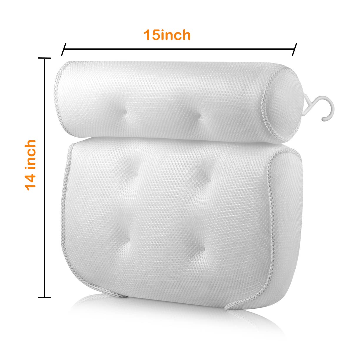 White Bathtub Pillows for Neck Back Support 3D Bath Pillow