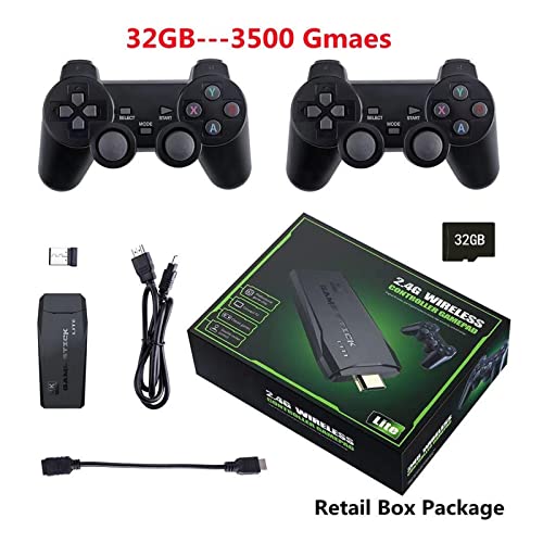 TOBAYA Gift Plug & Play Games Consoles Video Game Sticks Console 2.4G Double Wireless Controller Game Stick 4K 10000 Games 64GB Retro Games for PS1 GBA Christmas GIF