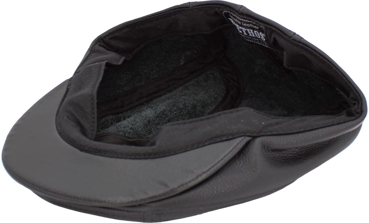 Leather-Ascot BLK L Gatsby Ivy Collection Classic Newsboy Cabbie Applejack Leather Hats Caps