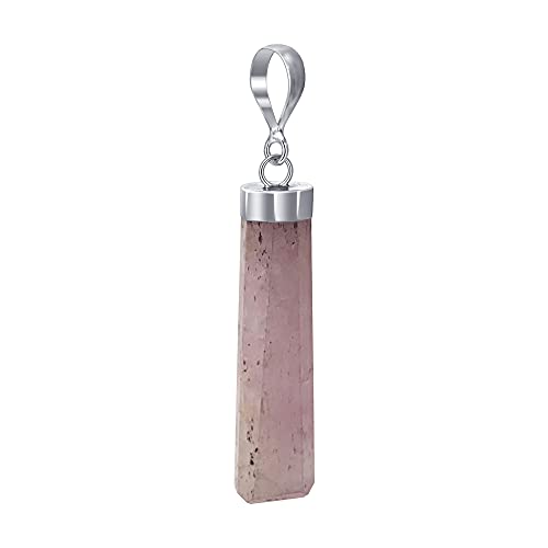 Natural Kunzite Gemstone Crystal Silver Pendant for Women