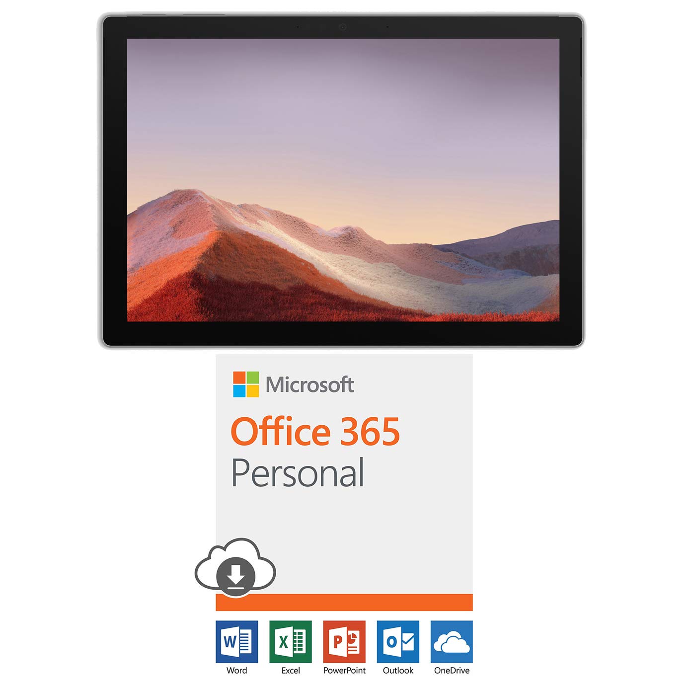 Microsoft QWU-00001 Surface Pro 7 12.3 inch Touch Intel i5-1035G4 8GB/128GB Platinum Bundle Office 365 Personal 1-Year Subscription for 1 Person