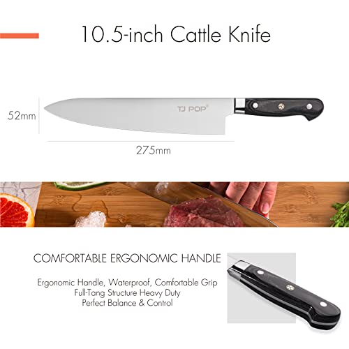 TJ POP Gyuto Chef Knife 10.6 inch, Professional Japanese Sushi Knife, Full-tang Designed, Premium High Carbon Steel Blade 270mm