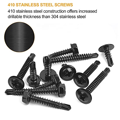 VIGRUE #8 and #10 Black Self Drilling Screws Assortment Kit