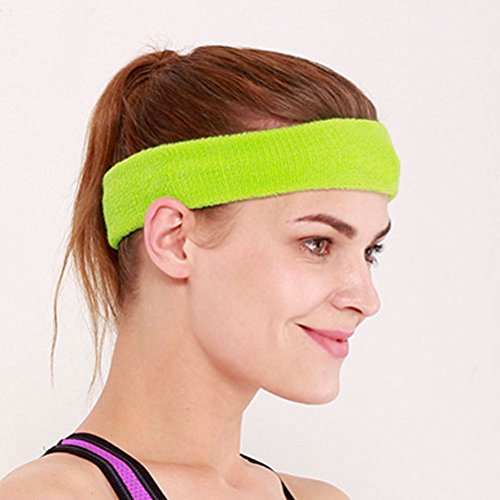 MAKLULU Double Terry Headbands for Sports & Outdoors, Moisture Sweat Wicking with 2 ply 100% Cotton Surface, 4PCS Colorful Pack - T02