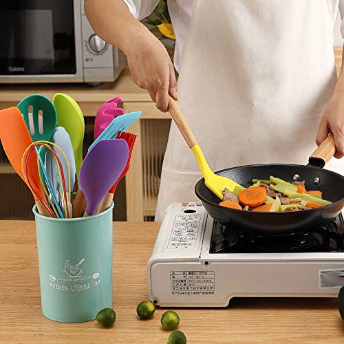 LMMDP Color Silicone Kitchenware Set Cookware Spatula Kitchen-Utensils-Set Cooking-Tool Spoon Egg-Beaters-Shovel Ladle Non-Stick