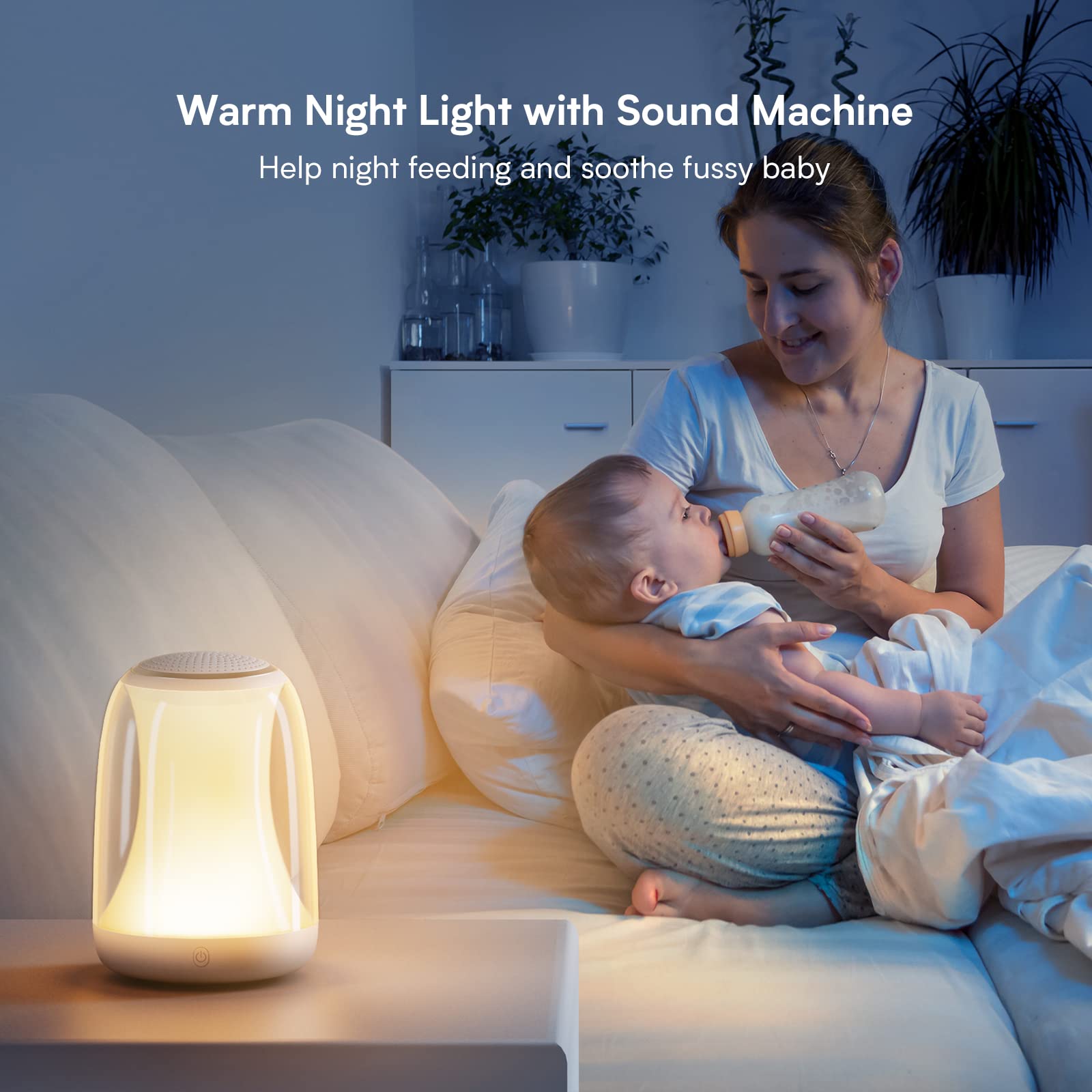 White Noise Machine, Sound Machine for Baby Adults Features Night Light, High-fidelity Soothing Sounds Therapy for Sleeping Aid, Customized Favorites, APP Remote Control, Timer, Schedule Sleep Routine