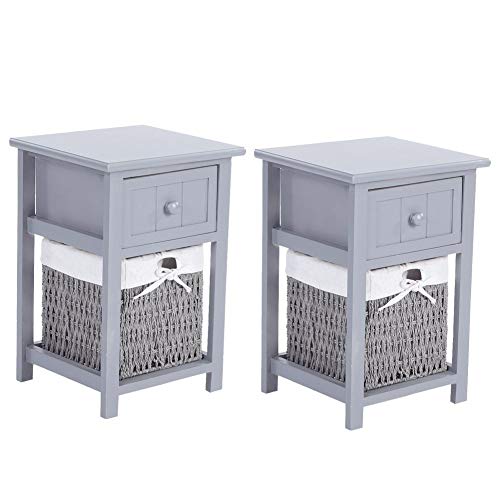 NITRIP Wooden Bedside Furniture, Table-Side, Sofa-Table for Home for Office(Gray)