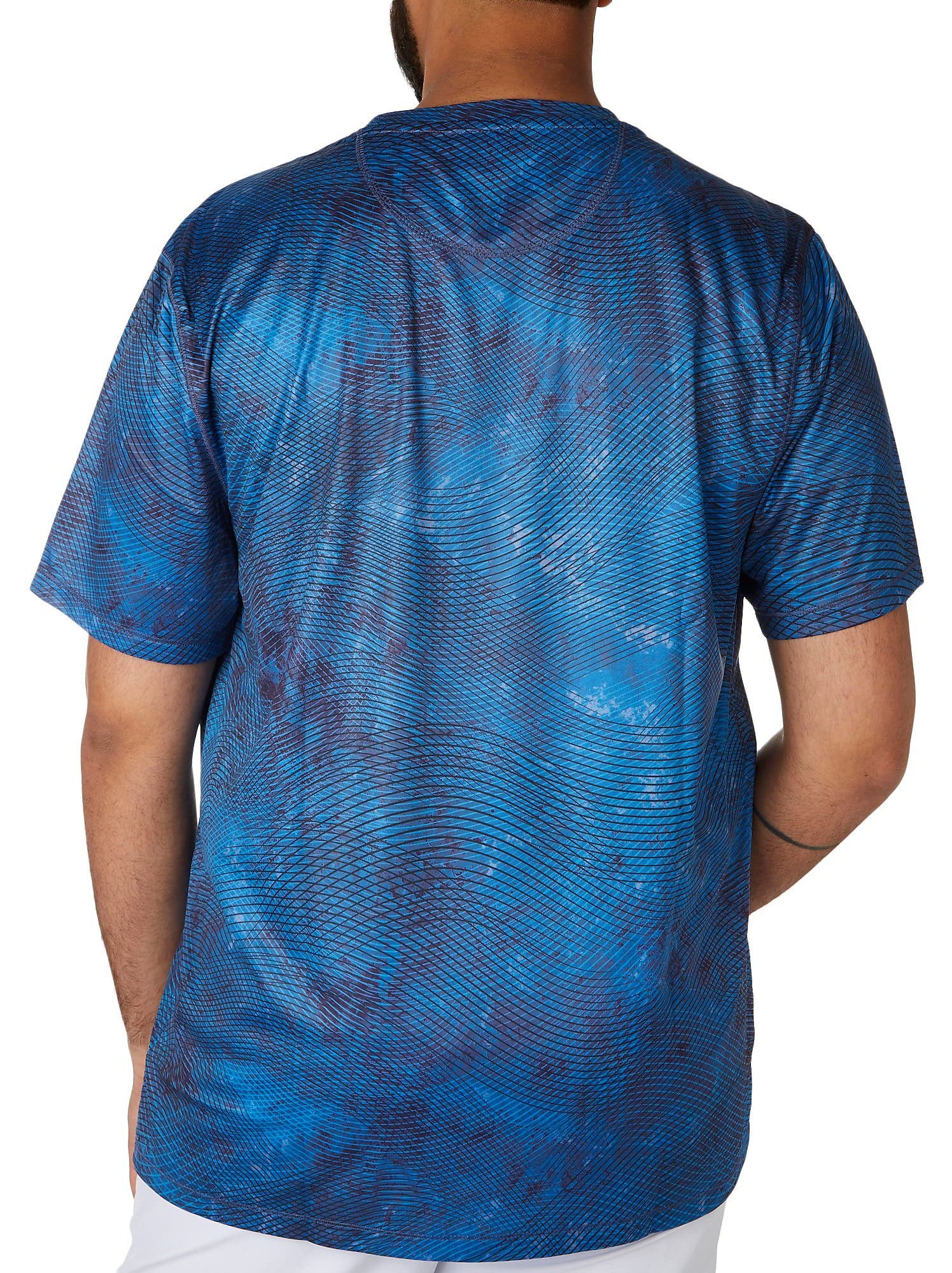 Reel Legends Mens Blue Depths Linear Waves Graphic Tee X-Large Blue multi