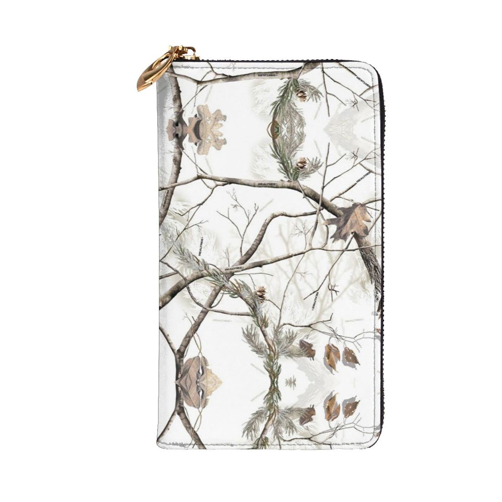 White Trees Camo Women'S Leather Long Clutch Wallet :>> 7.48x4.13 Inch Comfortable, Lightweight, Waterproof, Durable.