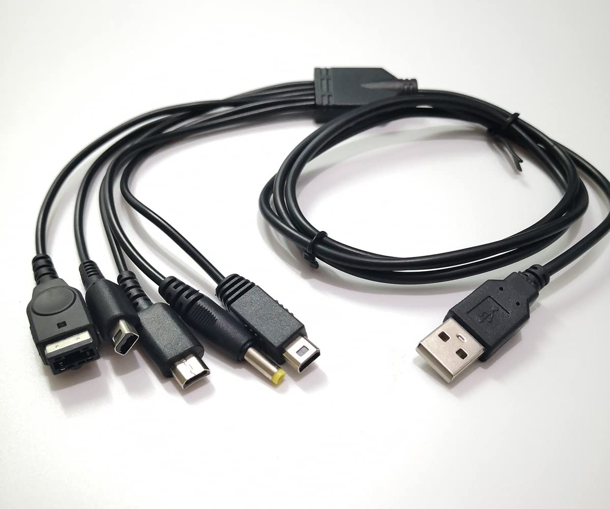 SZATXUK 5 in 1 USB Charger Cable Compatible with GBA SP/3DS/NDS Lite/WII U/PSP
