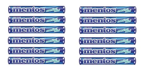 Menthol Mint Chewy Candy Rolls - Dragees Cooling Menthol and Smooth Non Melting Fun Party Travel Office 1.32 Oz Pack of 12