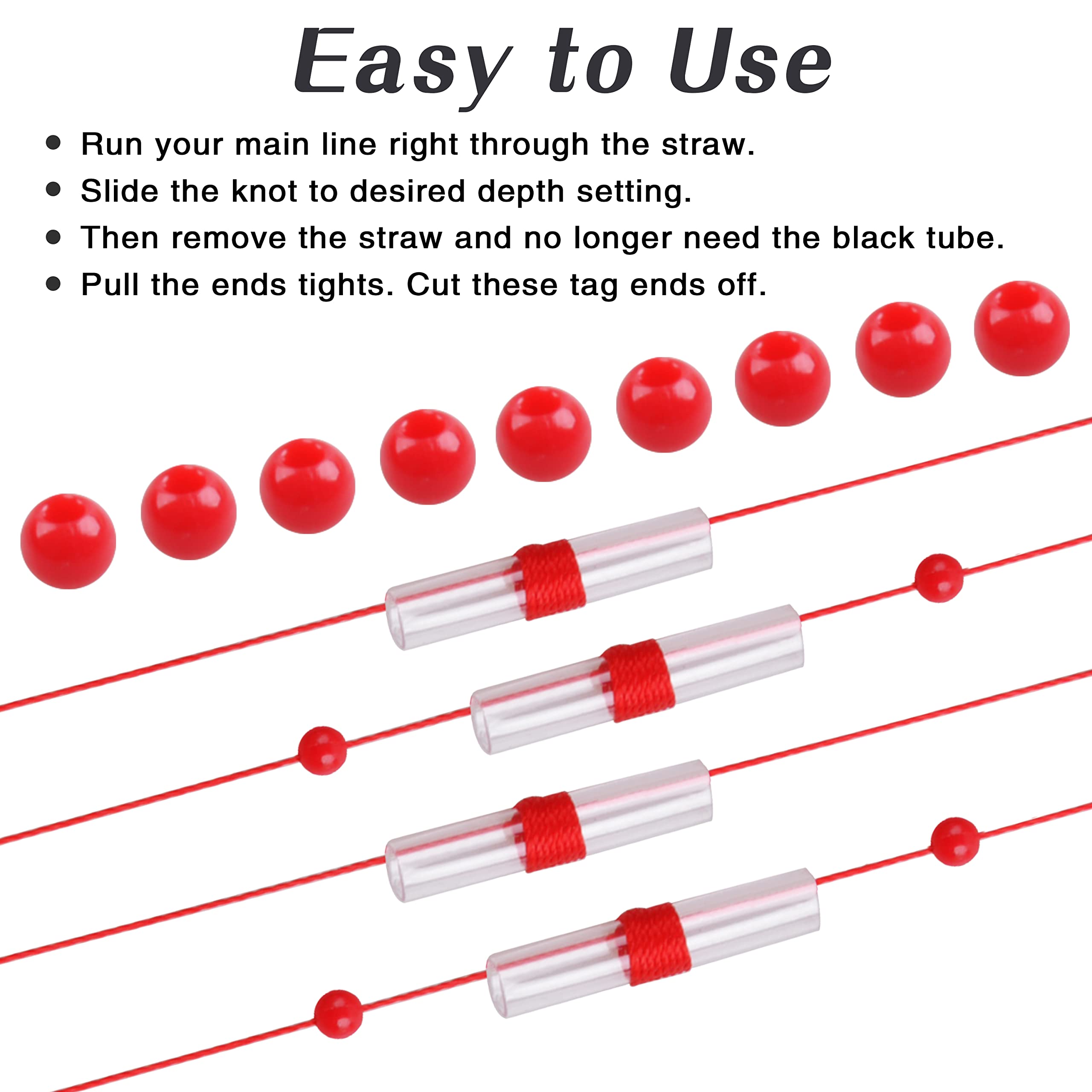 SILANON Bobber Stops for Fishing Floats,Slip Bobber Stop String Knots with Plastic Beads Bobber Stoppers for Fishing Line Leader Saltwater Freshwater Fishing Tackle