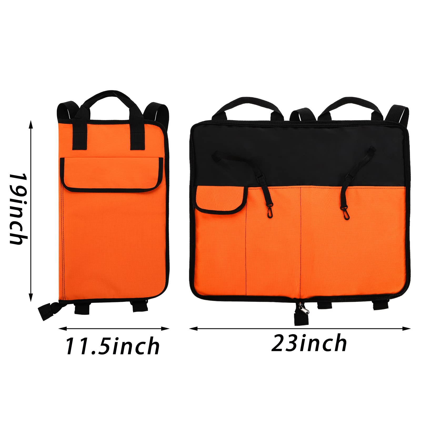SOUJOY 2 Pack Drum Stick Bag, Drumstick Storage Case with Anti-Falling Pocket, Large Capacity Hanging Portable Mallet Case for Drumsticks Brushes Mallets up to 12 Pairs