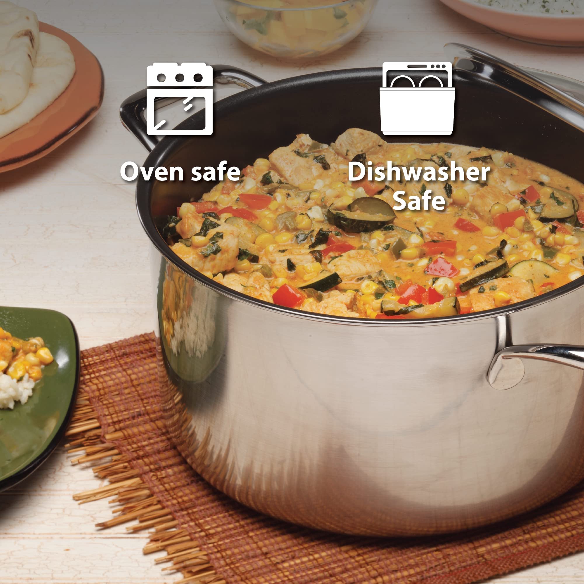 Swiss Diamond 8 Inch Stainless Steel Nonstick Fry Pan, Induction Compatible Skillet, Dishwasher and Oven Safe