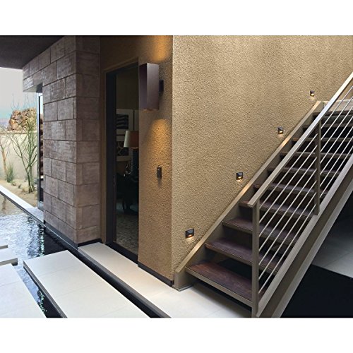 Outdoor 6 in.LED Square Cast Aluminum Modern Cylinder with Up and Down Light Wall Lantern Antique Bronze