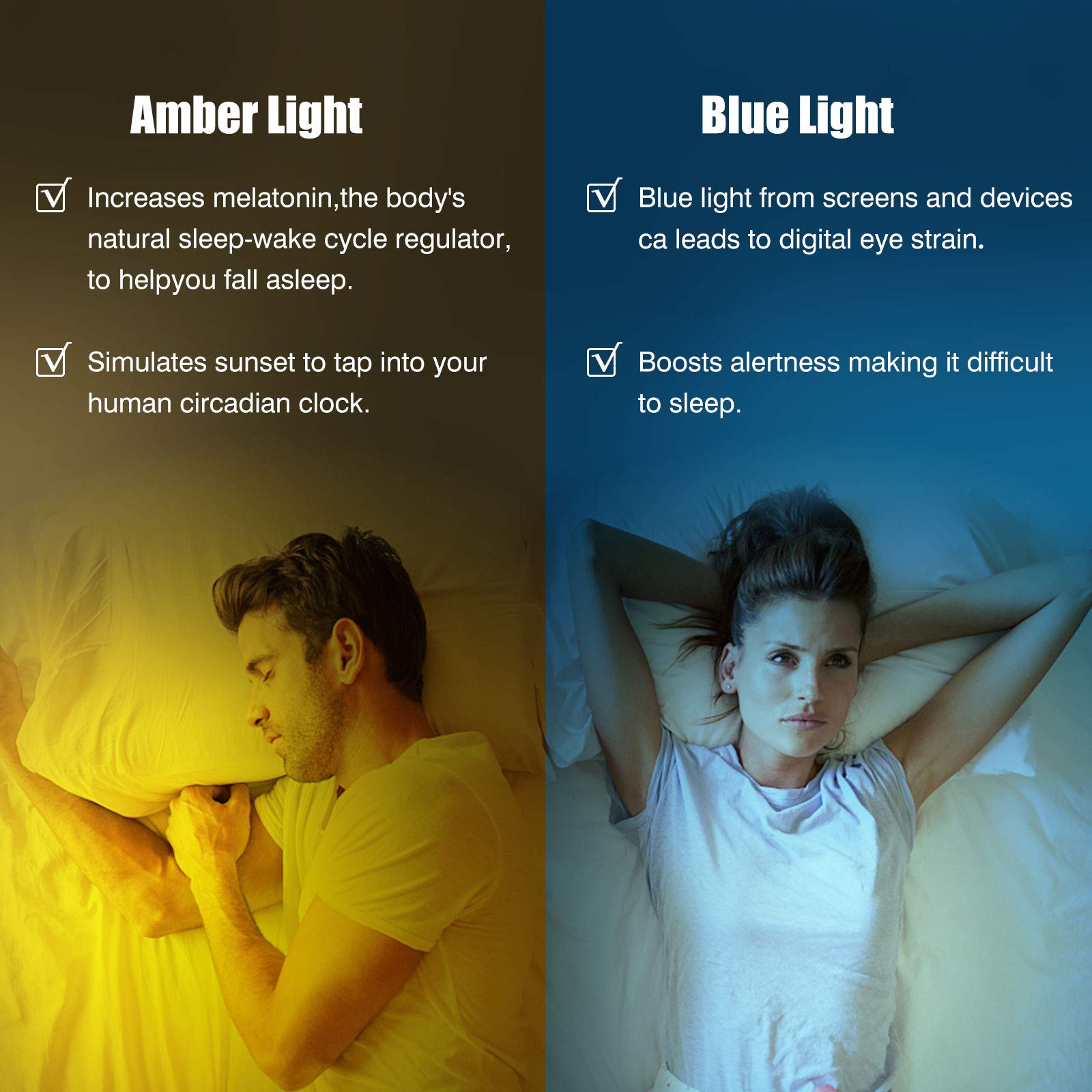 Neporal Amber Light Bulbs 9W 75W Equivalent, Warm Soft Light Bulbs 1800K, Energy-Saving LED Amber Night Light Bulbs for Bedroom, Blue Light Blocking Amber Night Light for Bedroom,Baby Nursery