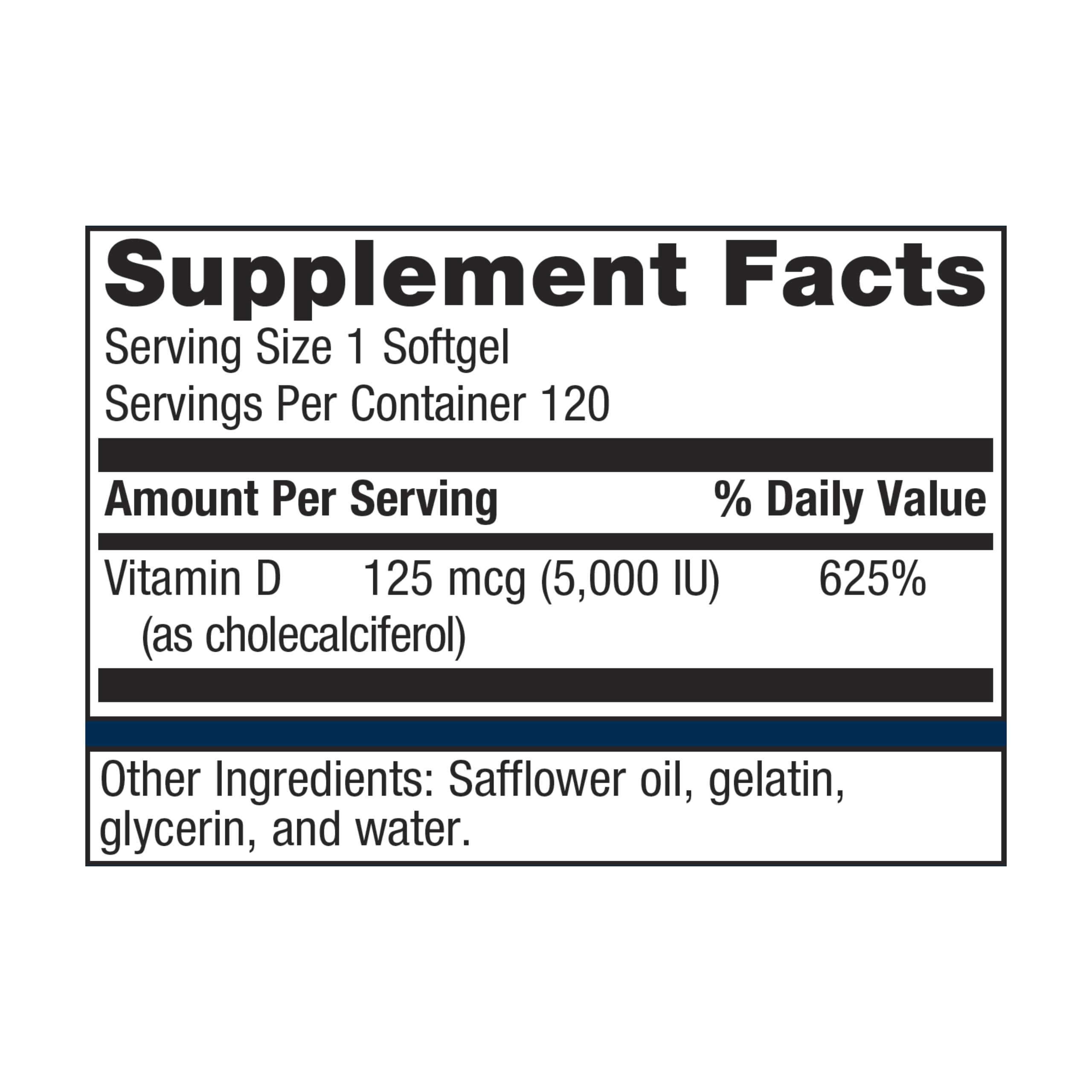Metagenics D3 5000 - for Immune Support, Bone Health & Heart Health* - High Potency Vitamin D - Non-GMO - Gluten-Free - 120 Softgels
