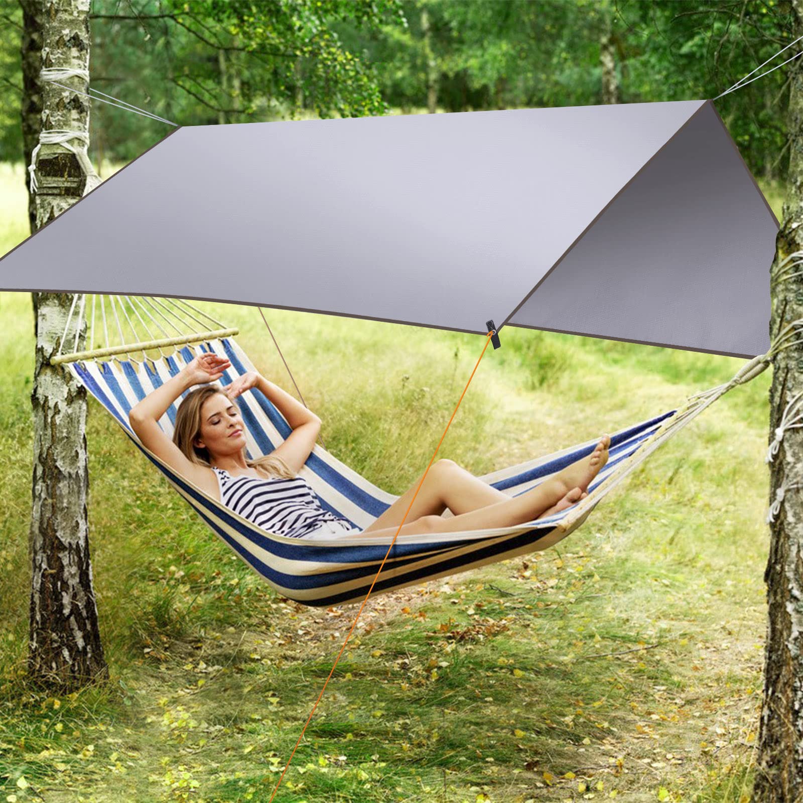 SCOCANOPY Waterproof Camping Tarp Multifunctional Tent Footprint for Camping, Hiking, Backpacking, Lightweight and Compact,(87"x55"Grey)