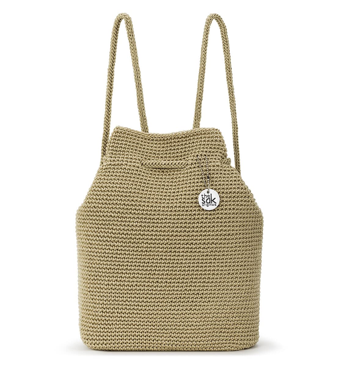 The Sak Dylan Backpack in Crochet, Roomy Bag with Dual Straps, Bamboo