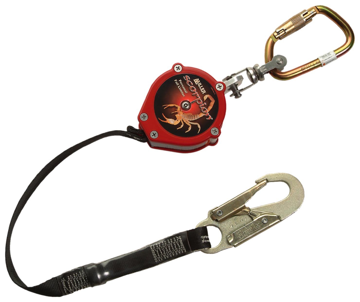 Miller Honeywell Home Miller Scorpion 9-Foot Personal Fall Limiter with Twist-Lock Carabiner/Swivel Shackle and Locking Snap Hook, 310 lb. Capacity (PFL-4-Z7/9FT), Red