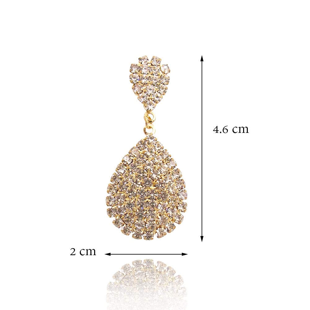 MagiDeal Wedding Earrings Gold Plating Teardrop Dangle Earrings
