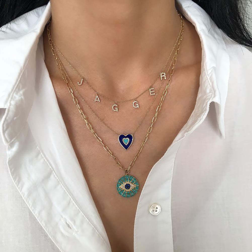 Obidos 14k Gold Plated Evil Eye Turquoise Pendant Necklace for Women 18-20Inch,Round Circle Disk Minimalist Jewelry