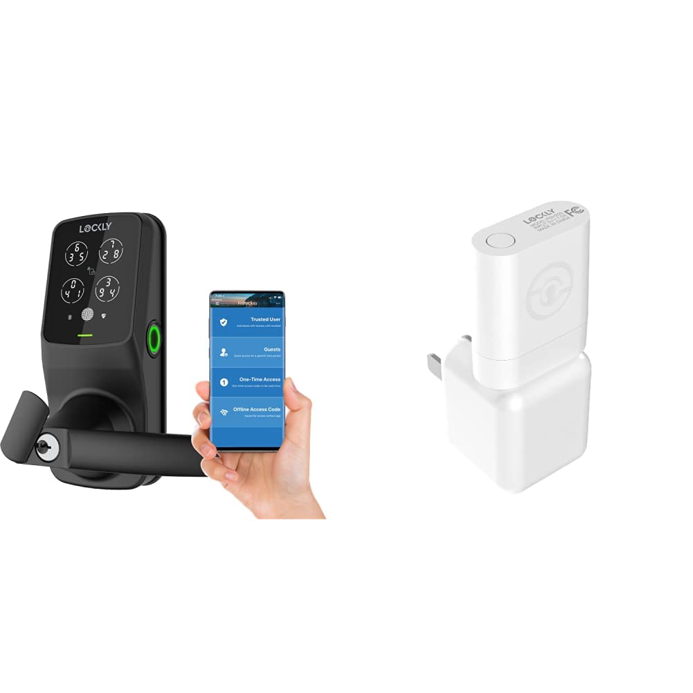 Lockly Secure Plus, Bluetooth Smart Lock, Keyless Entry Door Lock & Secure Link Wi-Fi Hub, Smart Hub for Smart Locks, Plug and Play Install, ETL Certified