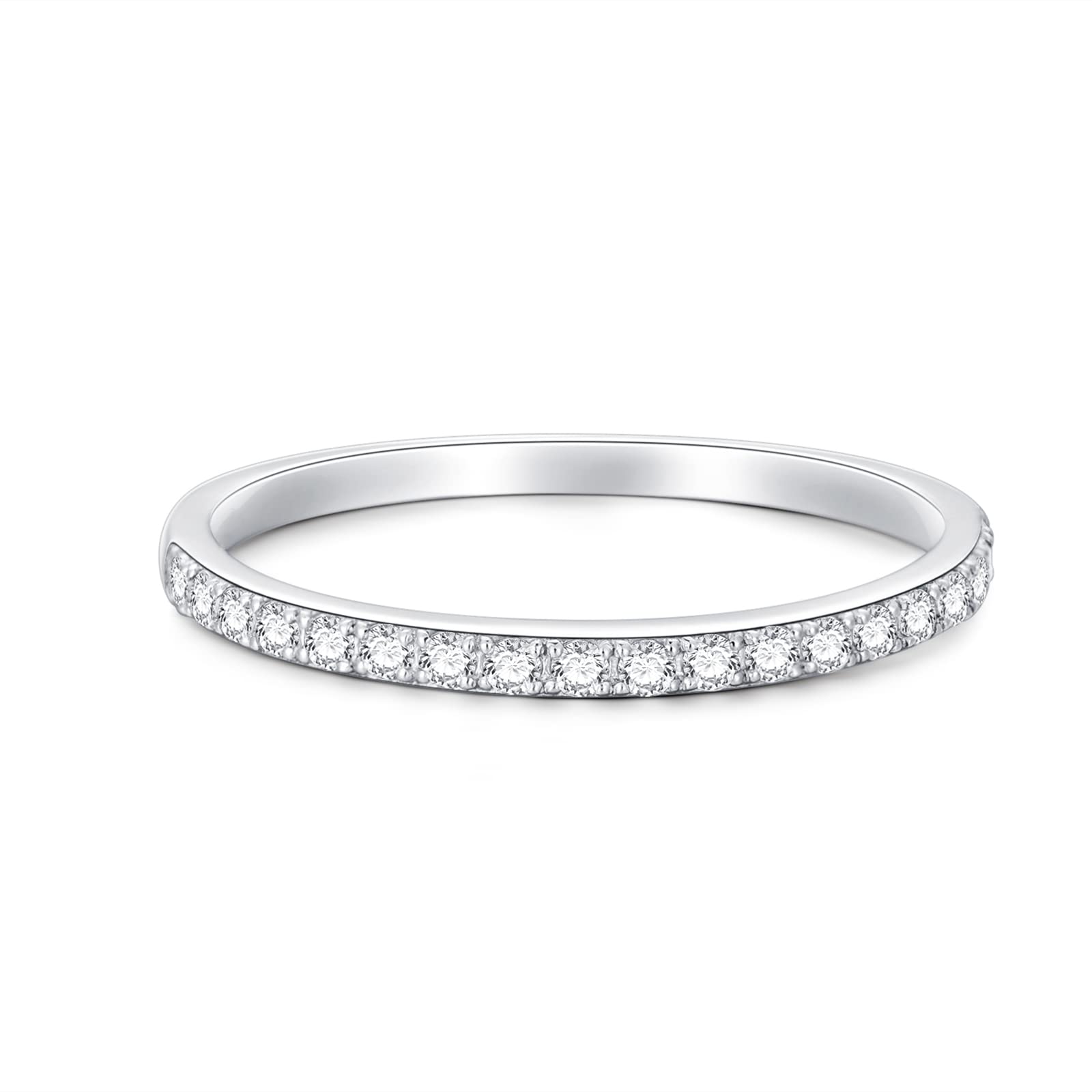 Molioaki 1-1/2 Carat (ctw) moissanite engagement rings for women Platinum Plated Silver ring moissanite rings-7.5