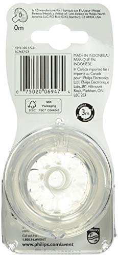 Philips Avent Natural Baby Bottle Nipple, First Flow Nipple, 2 Pack, Clear