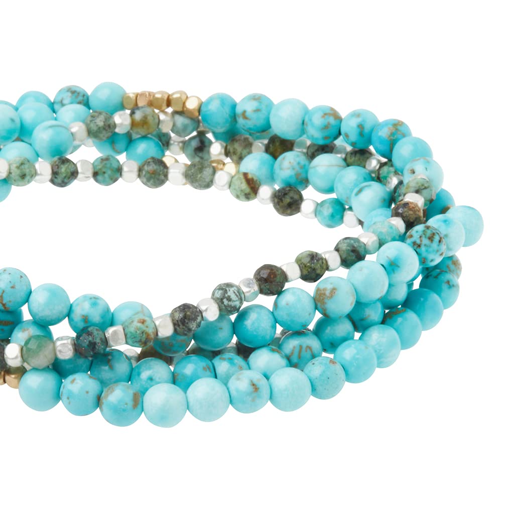 Scout Curated Wears - Women's Stone Duo Wrap Bracelet/Necklace/Pin - Turquoise & African Turquoise/Gold & Silver