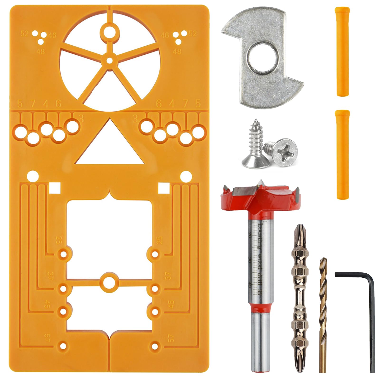 Lonfu 35mm Hinge Jig Kit,Concealed Hinge hole Drilling Jig,Woodworking Template Tools for Kitchen Cabinet Doors Hinge