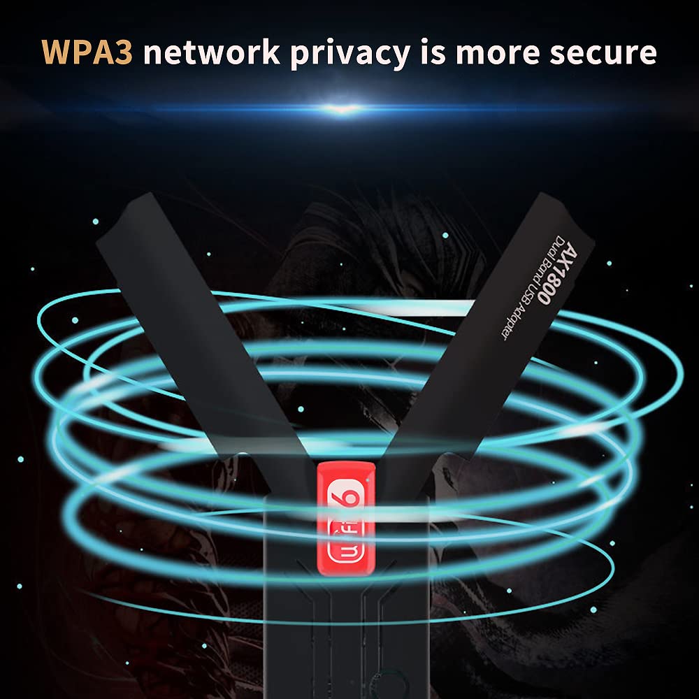 WiFi 6 Adapter USB 3.0 Free Driver, COSULAN AX1800 Wireless Network Adapter Dual Band 5GHz/2.4GHz with MU-MIMO/OFDMA/WPA3 Protocol, 1800Mbps WiFi 6 Network Card for Desktop Laptop PC Windows 7/10/11