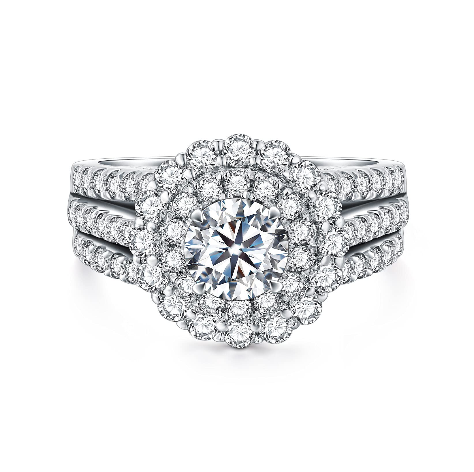 Molioaki 1.5 Carat (ctw) D-VVS1 moissanite engagement rings for women Platinum Plated Silver moissanite rings-Y-5.5