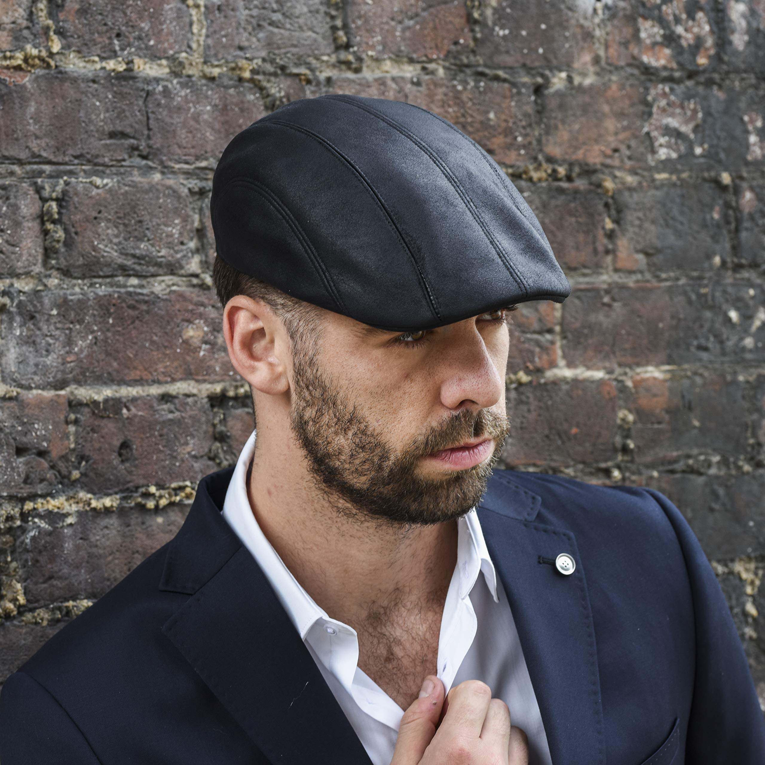 Newsboy Cap for Men, Flat Cap, Ivy Hat, Mens Caps, Gatsby Hat (Black, X-Large)
